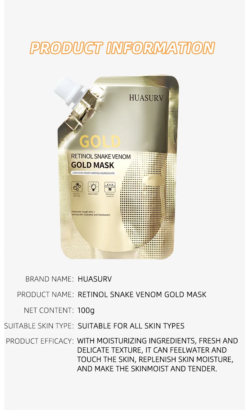 Wholesale 24k Gold Retinol Snake Venom Facial Masks Moisturizing Facial ...