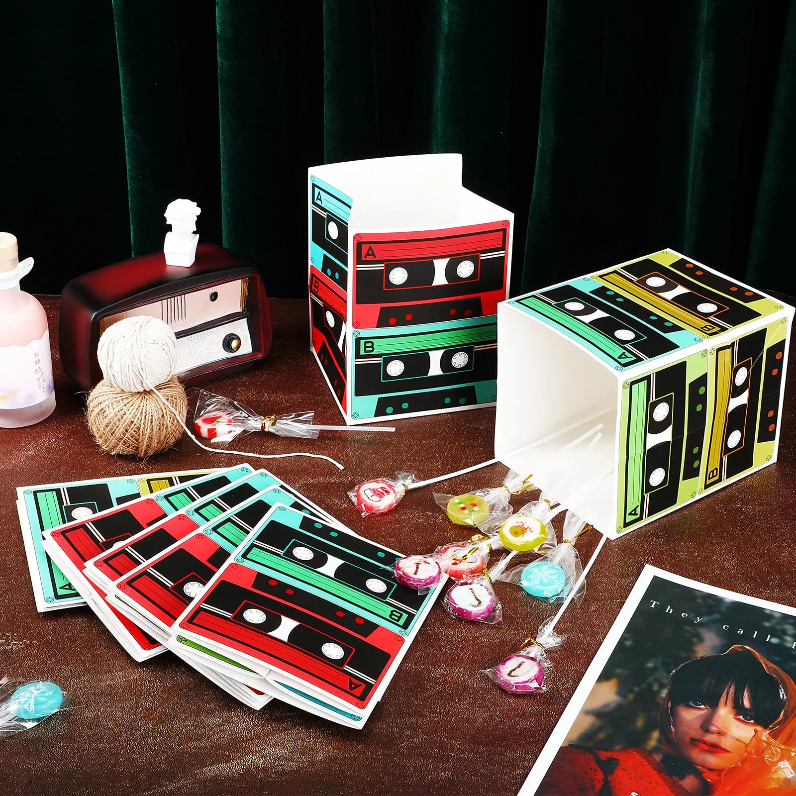 80s Party Decorations - Cassette Tape Bucket Centerpiece