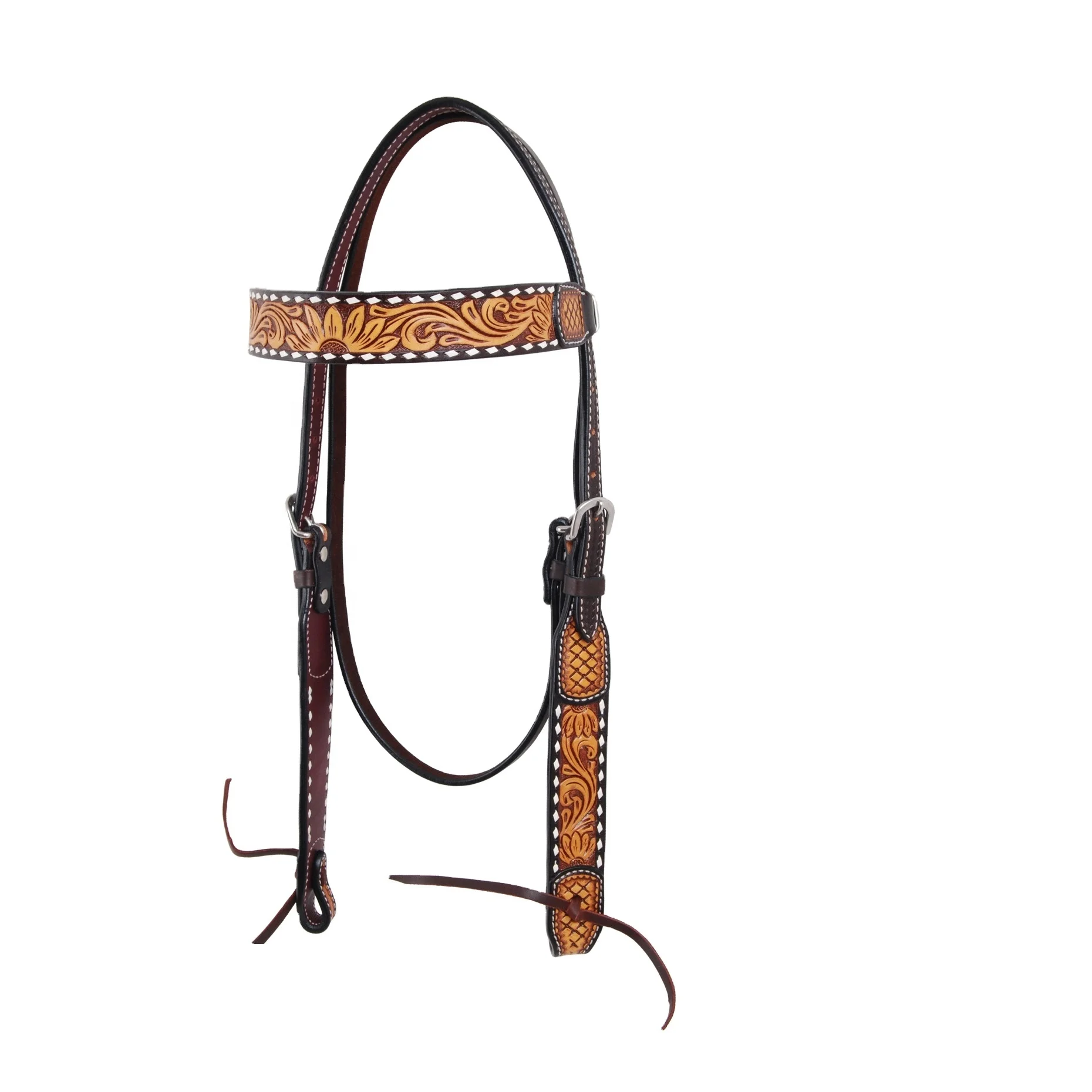 Custom Design Cowhide Western Leather Headstall/ Western Bridle With ...