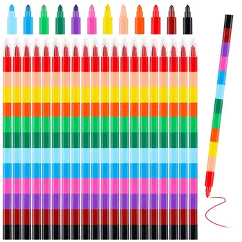 12 Color Square Stacking Crayons Assemblable Children Diy Graffiti ...