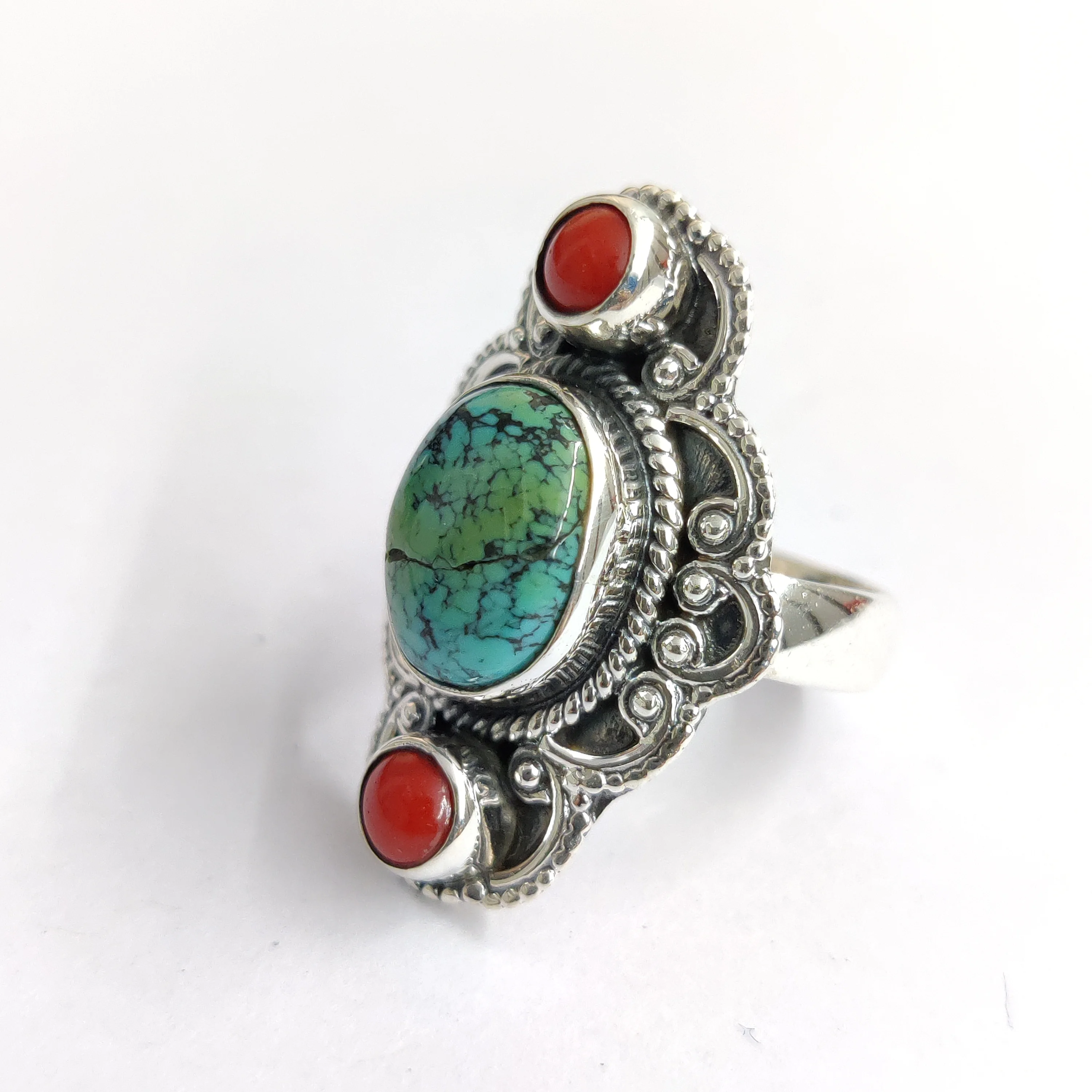 Turquoise & Coral Nepali Silver Boho Classic Wedding Anniversary Party ...