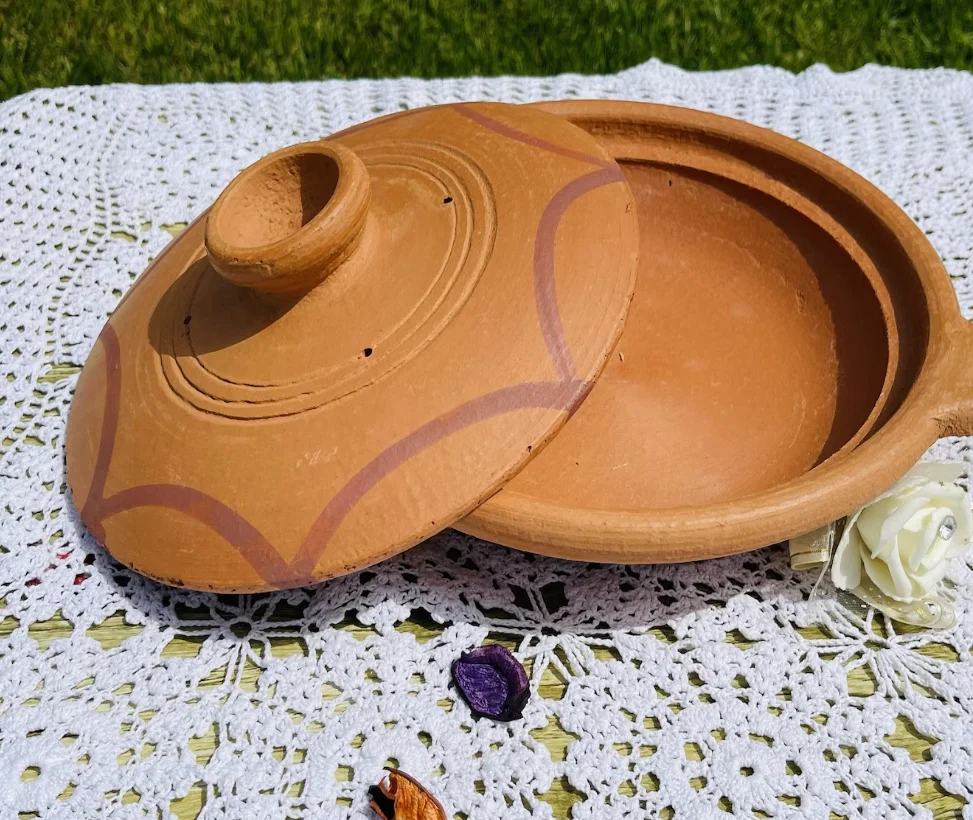Handmade Flat Unglazed Tajine Pots - Traditional Moroccan Cookware