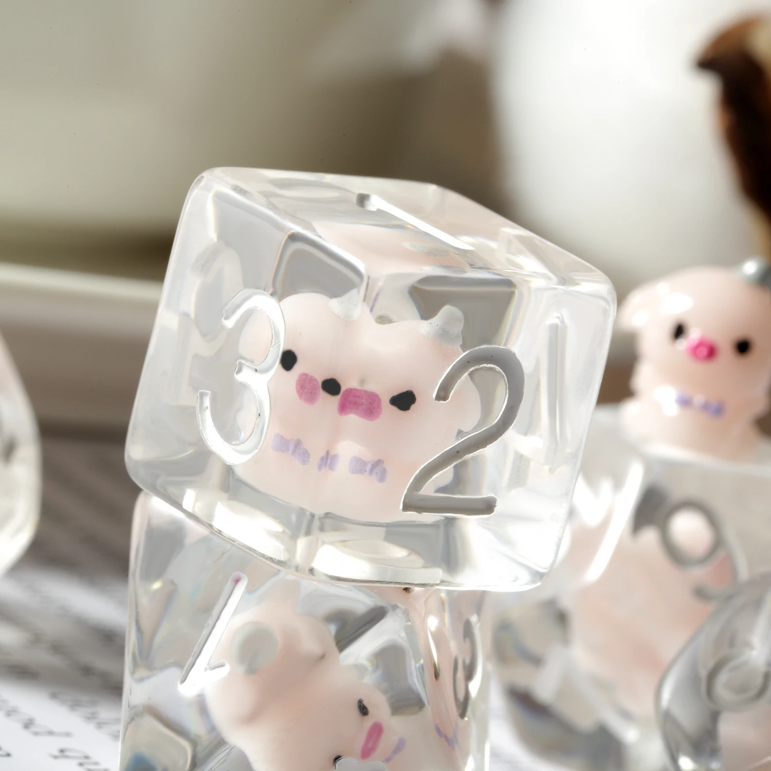 Custom Dnd Dice Set - Pig Inside Resin Dice for Ttrpgs