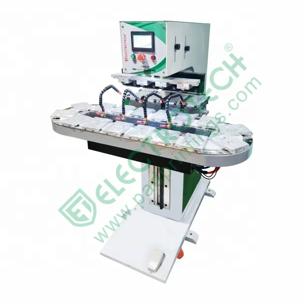 Four Color Pad Printing Machine With Oval Conveyor For Toys Printing ...