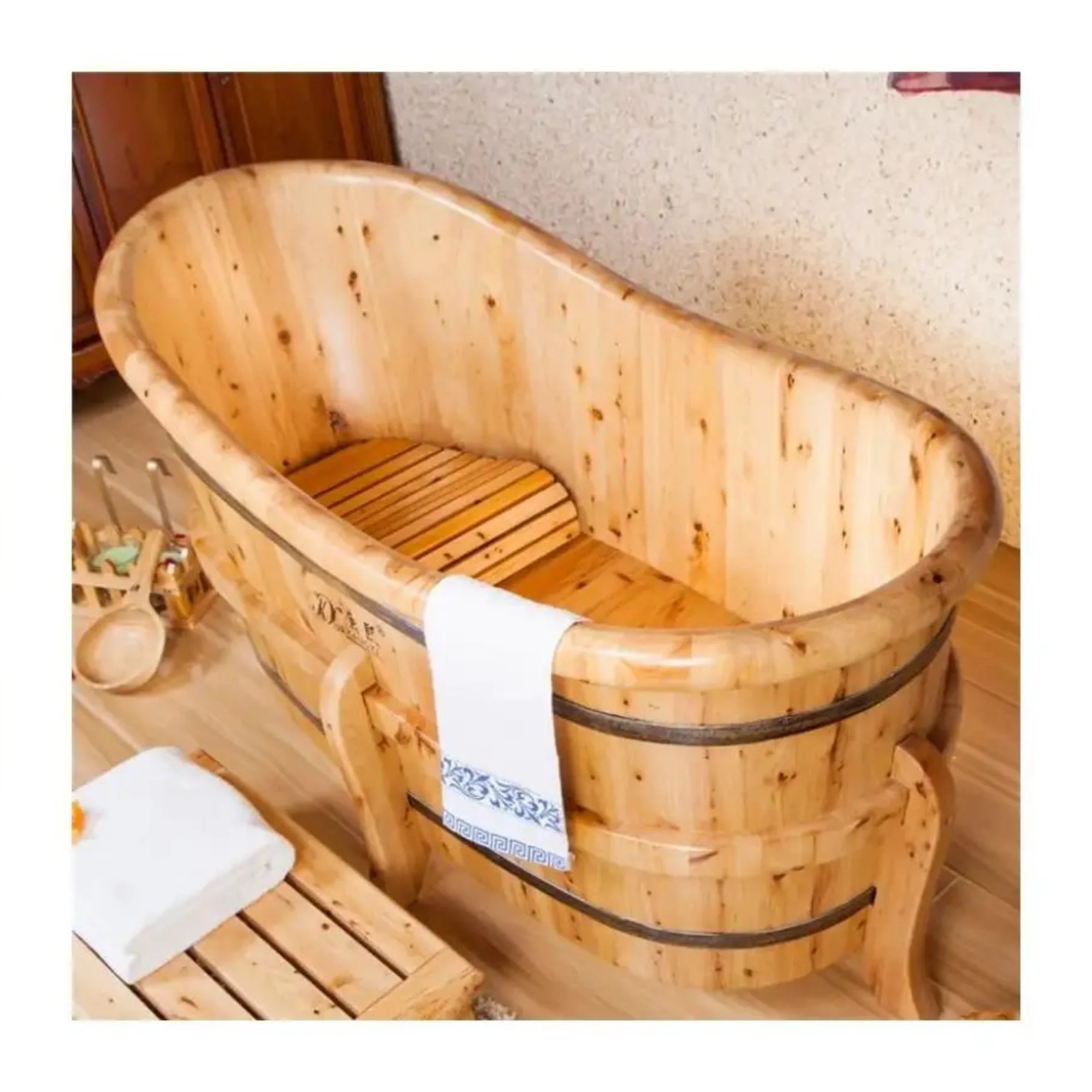Natural Color Wood Tub - Organic Wooden Bathtub from Viet Nam