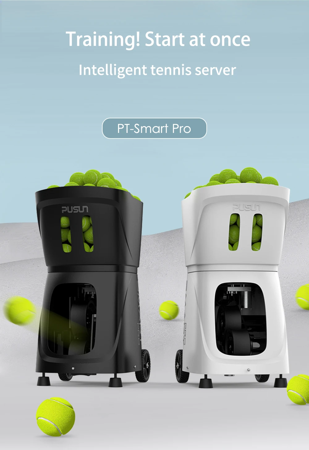 PT-SMART PRO Tennis Ball Machine - APP Remote Control, 100 Balls ...