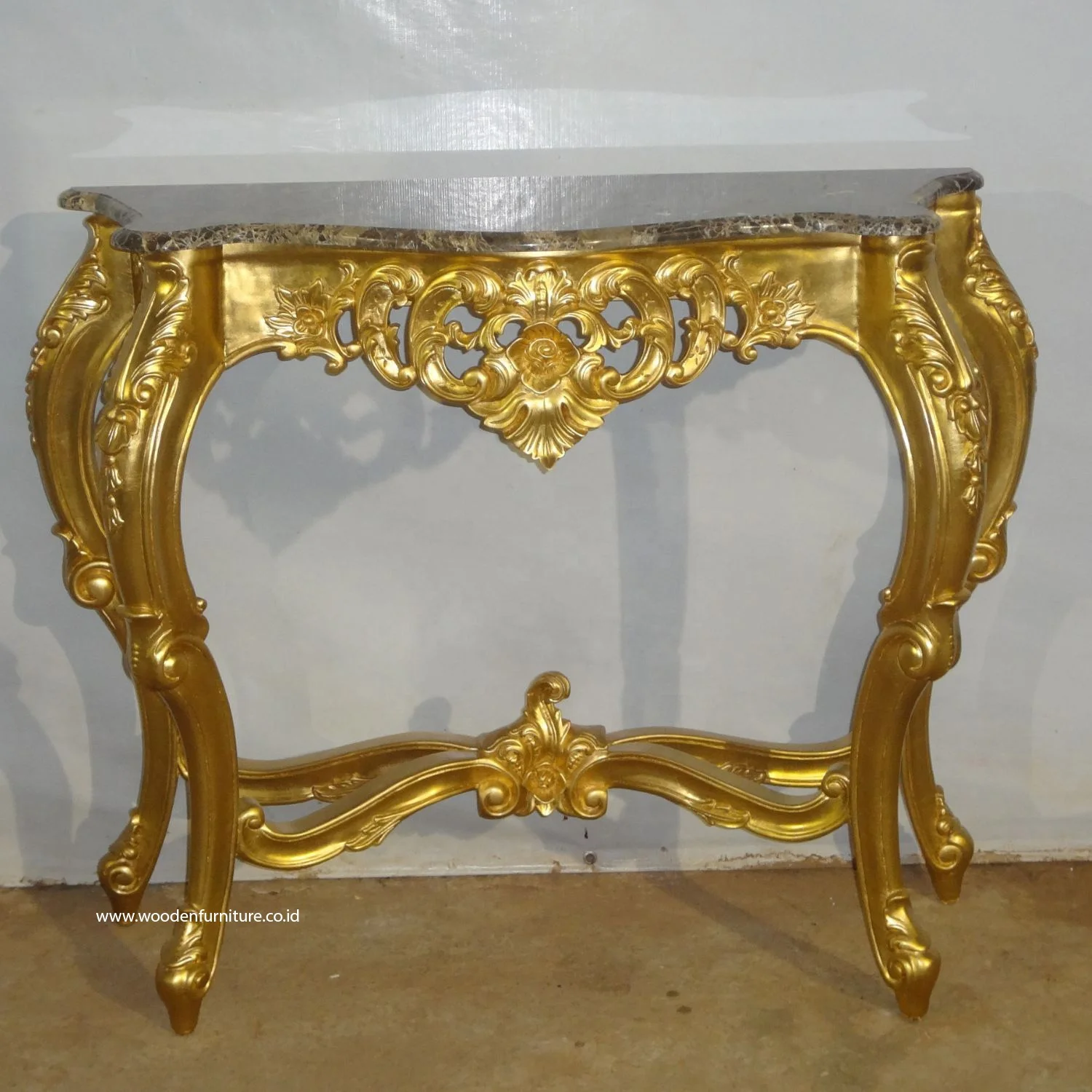 Antique Reproduction Hall Table Gold Leaf Console Table With Marble Top ...