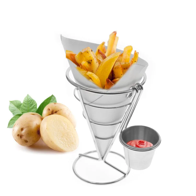 Custom French Fry Stand French Fry Chips Metal Spiral Cone Basket ...