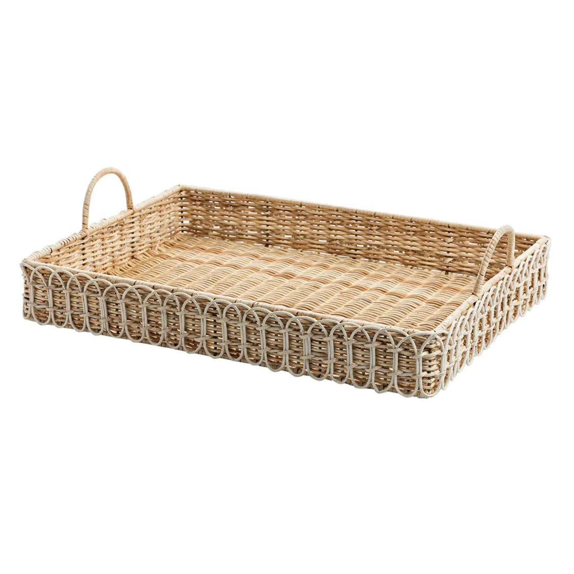 New Design Natural Rattan Serving Tray Boho Wicker Rattan Tray With ...