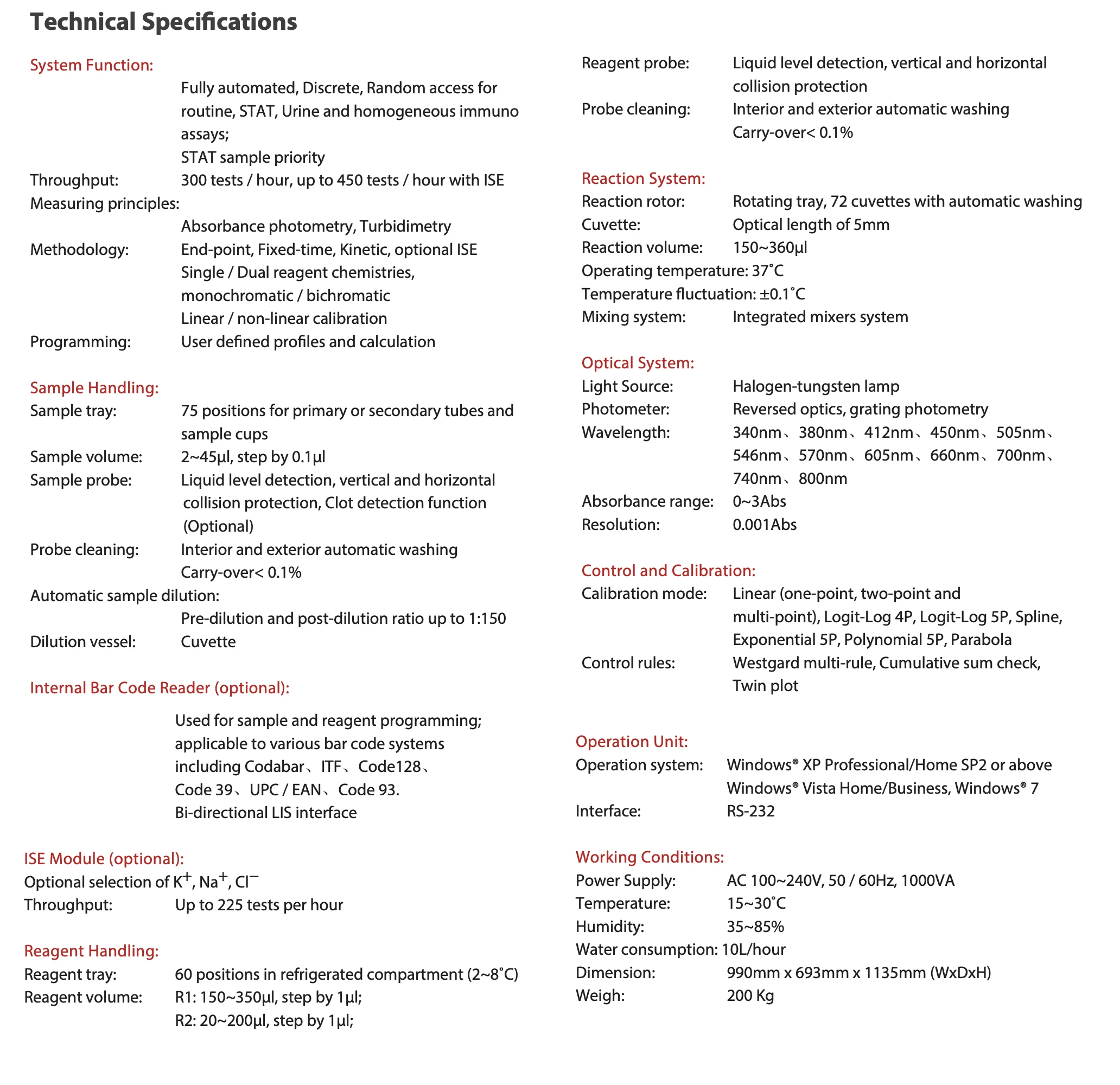 Mindray BS-380 Biochemical Analyzer - Fully Automated CBC
