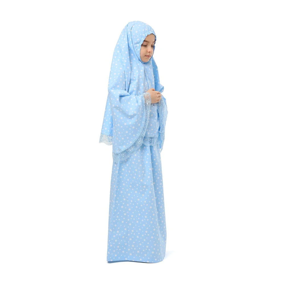 Girls Muslim Prayer Dress Hijab Abaya Ramadan Worship Sets Islamic ...