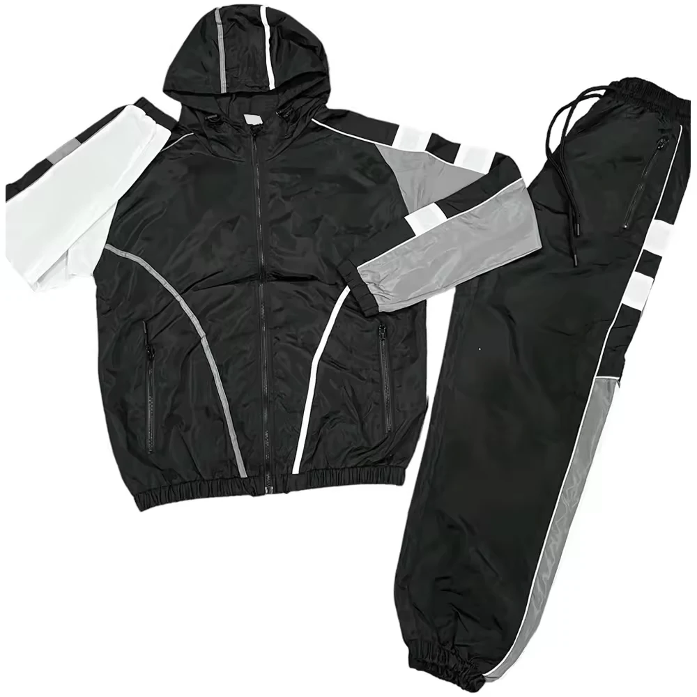 Custom Nylon Jogging Suits Reflective Zip Up Bulk Wholesale Tracksuit ...