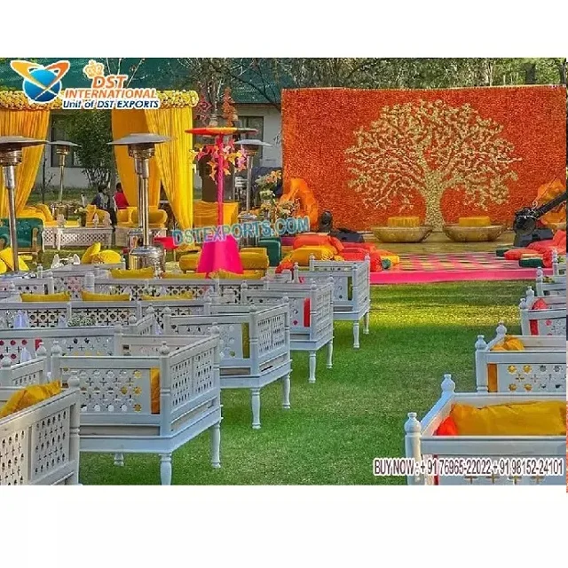Beautiful Outdoor Mehndi & Haldi Decor Setup Outdoor Mehndi Event Decor ...