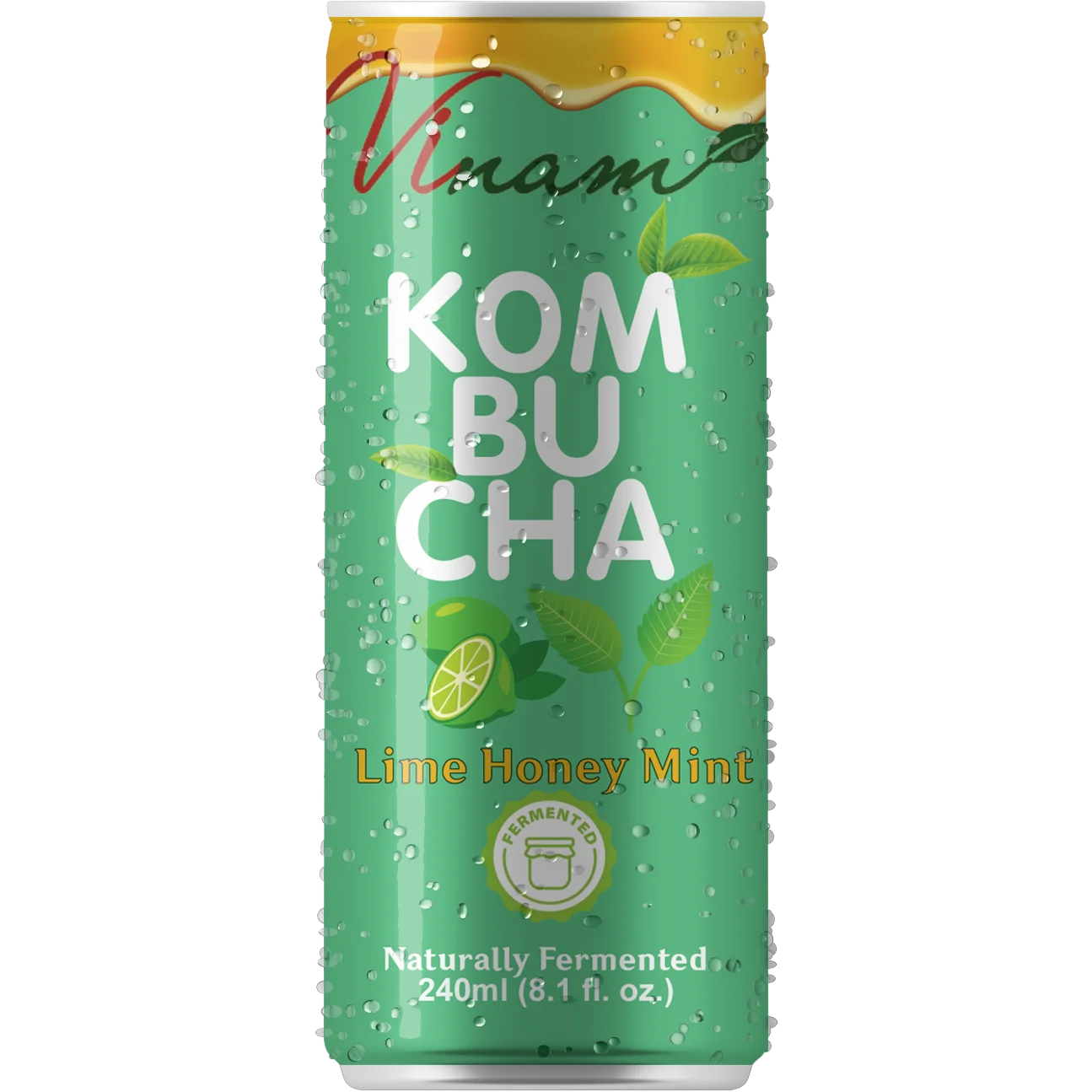 KOMBUCHA Lime Honey Mint RTD Tea 240ml Can High Quality ECONUTI Brand ...