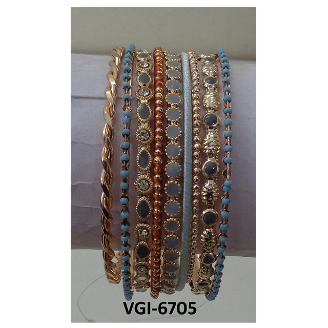 Handmade Silk Thread Bangle Set Kundan Bangles Stone Studded Indian ...