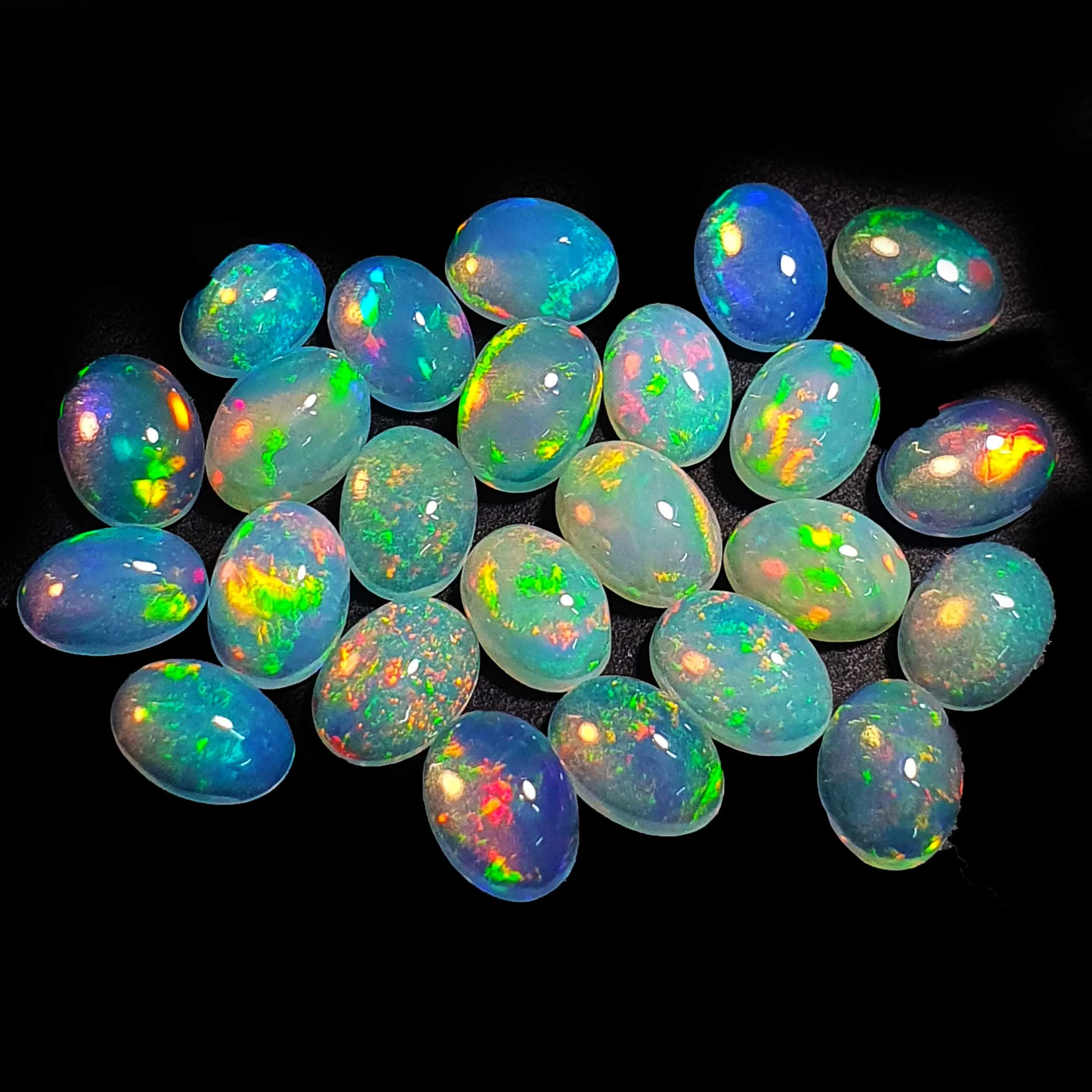 Natural Ethiopian Opal Mix Size Oval Cabochon Gemstones
