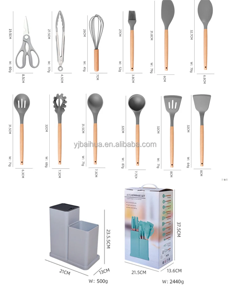 19piece Set Silicone Kitchen Accessories - Durable & Sustainable