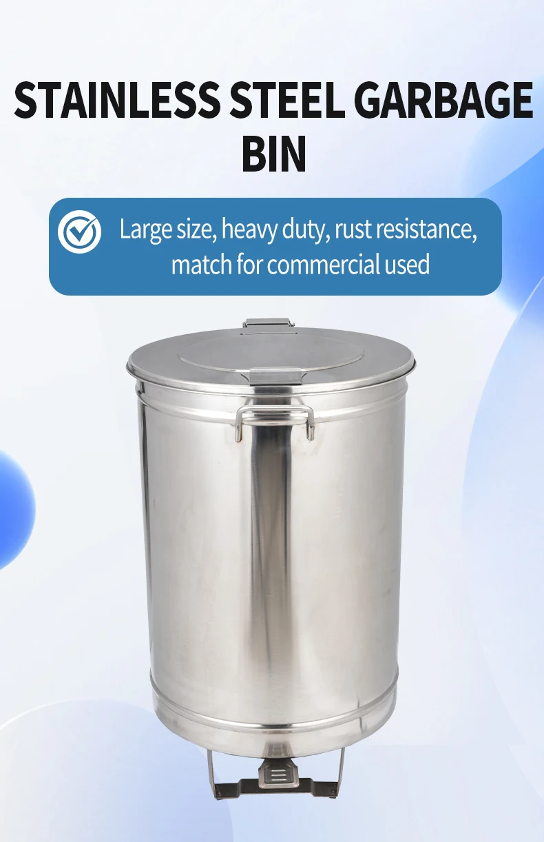 Industrial Stainless Steel Outdoor 100L Round Garbage Bin Trash Can for ...