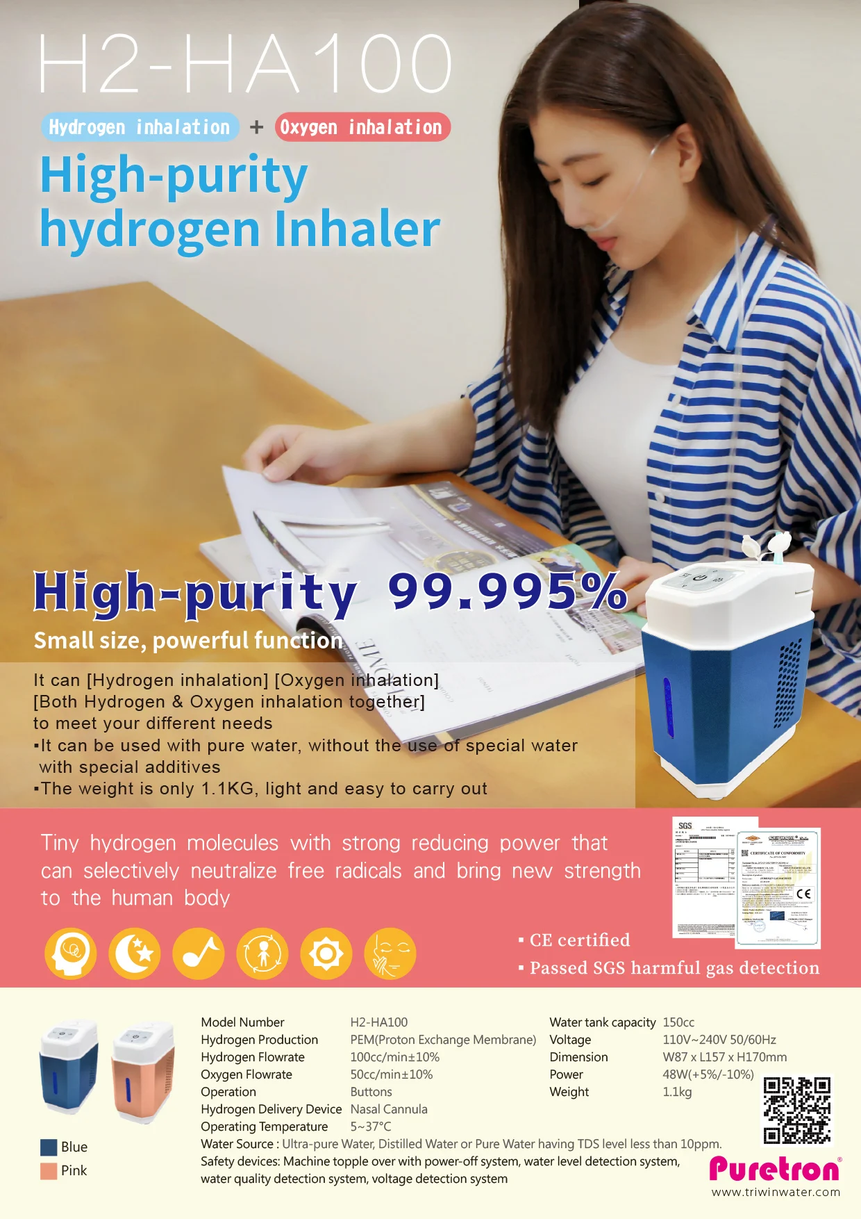 Portable Mini Hydrogen Gas Inhaler - Improve Body Health