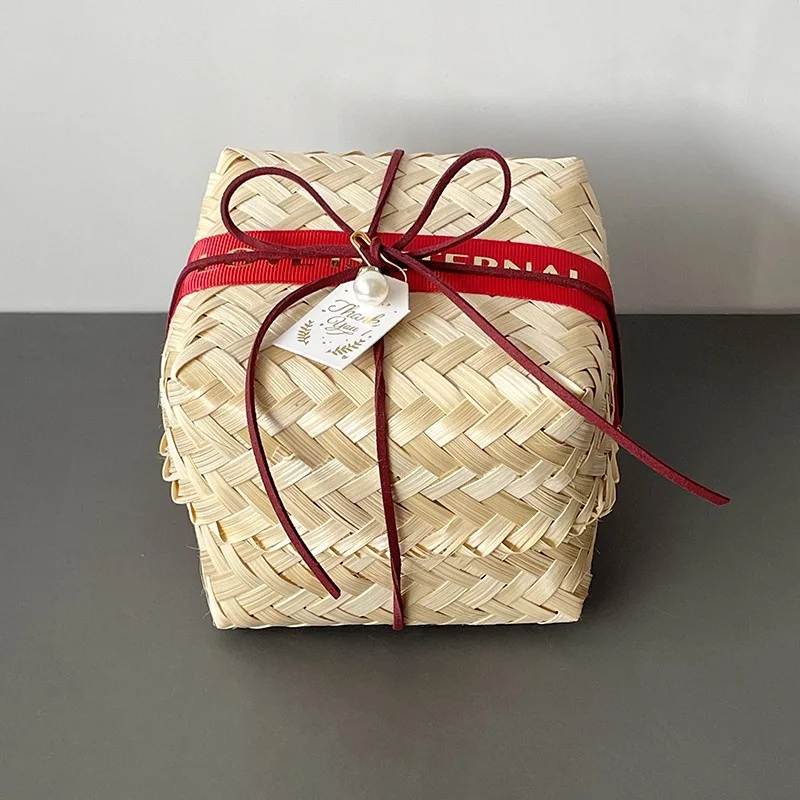 Mini Square Rectangular Cake Boxes Gift Packaging Decorative Bamboo ...