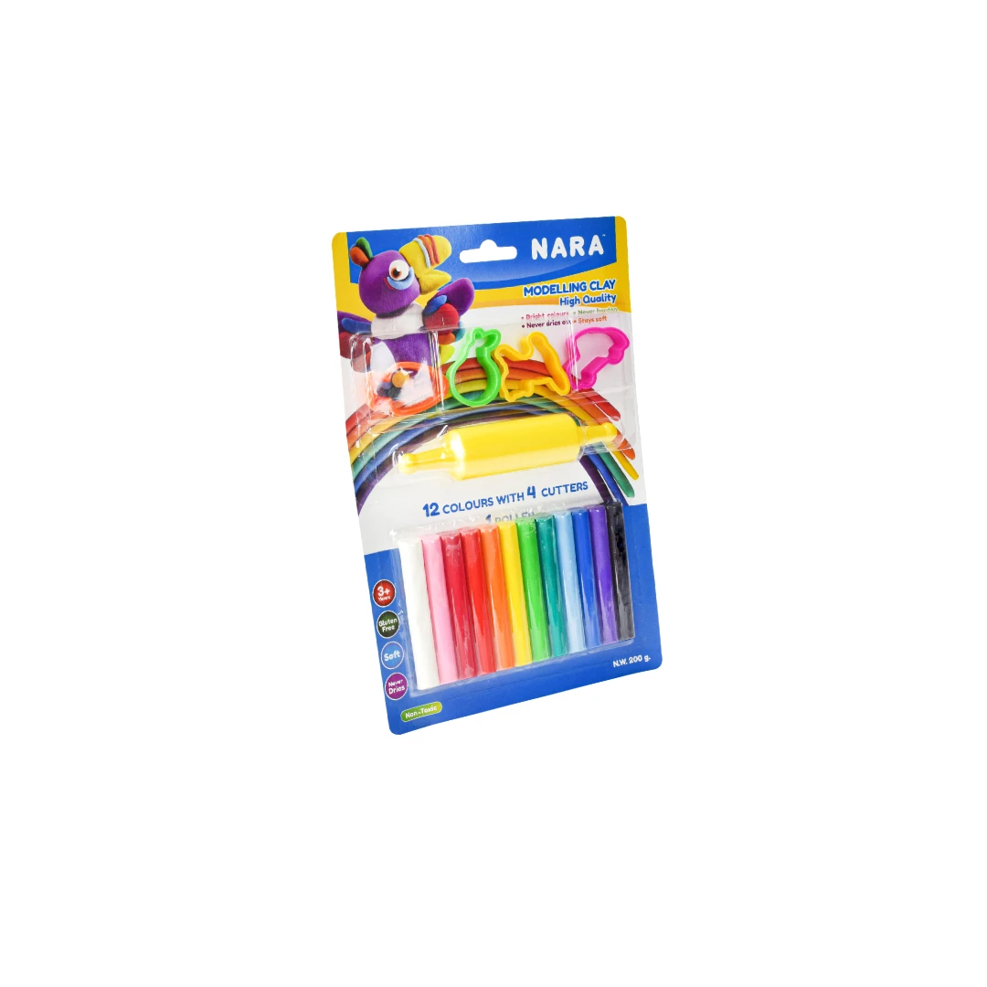 12 Colors Plasticine Modelin0g Clay 200 G.with Cute 4 Clay Cutters 1 ...