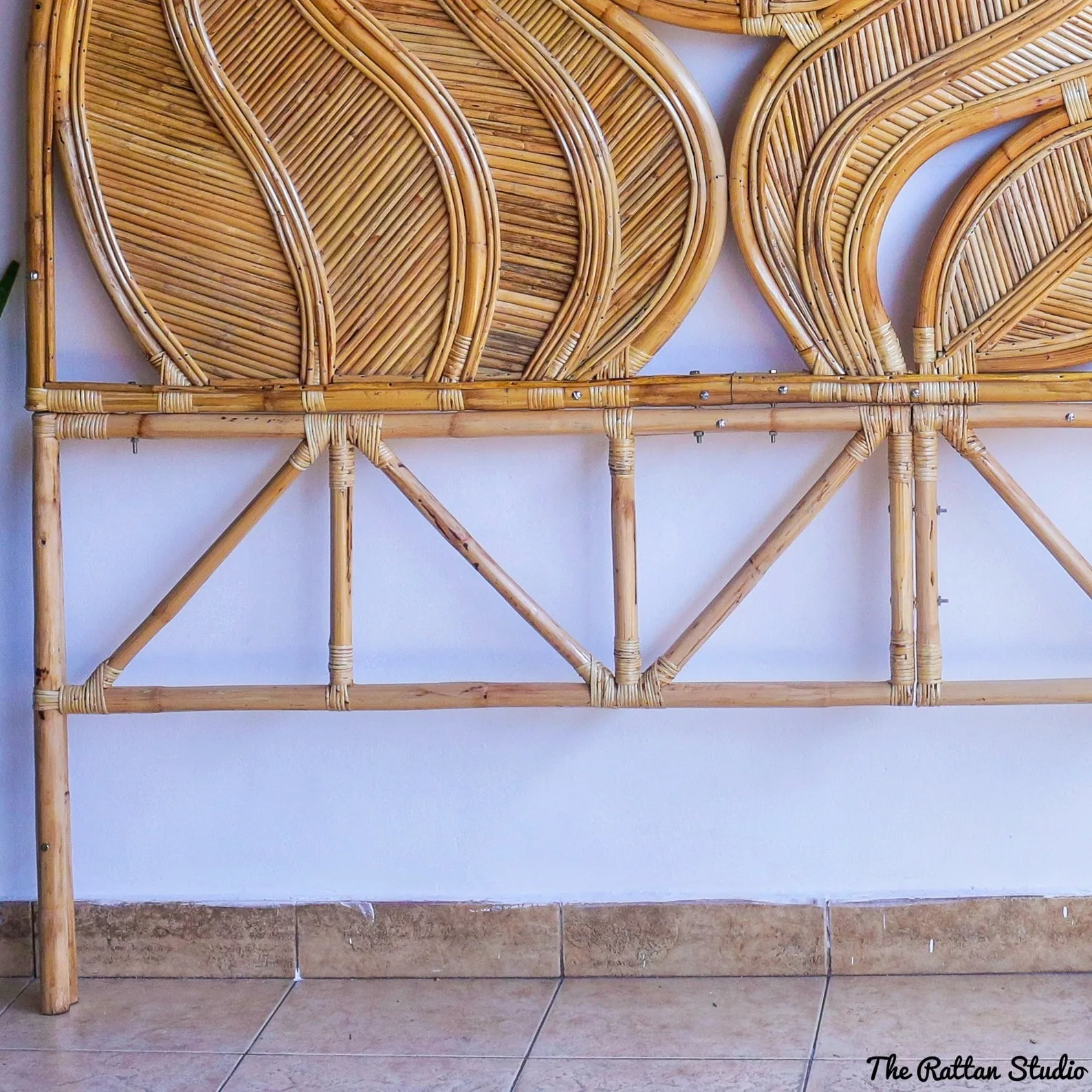 Boho Style Rattan Headboard - Customizable Size & Color