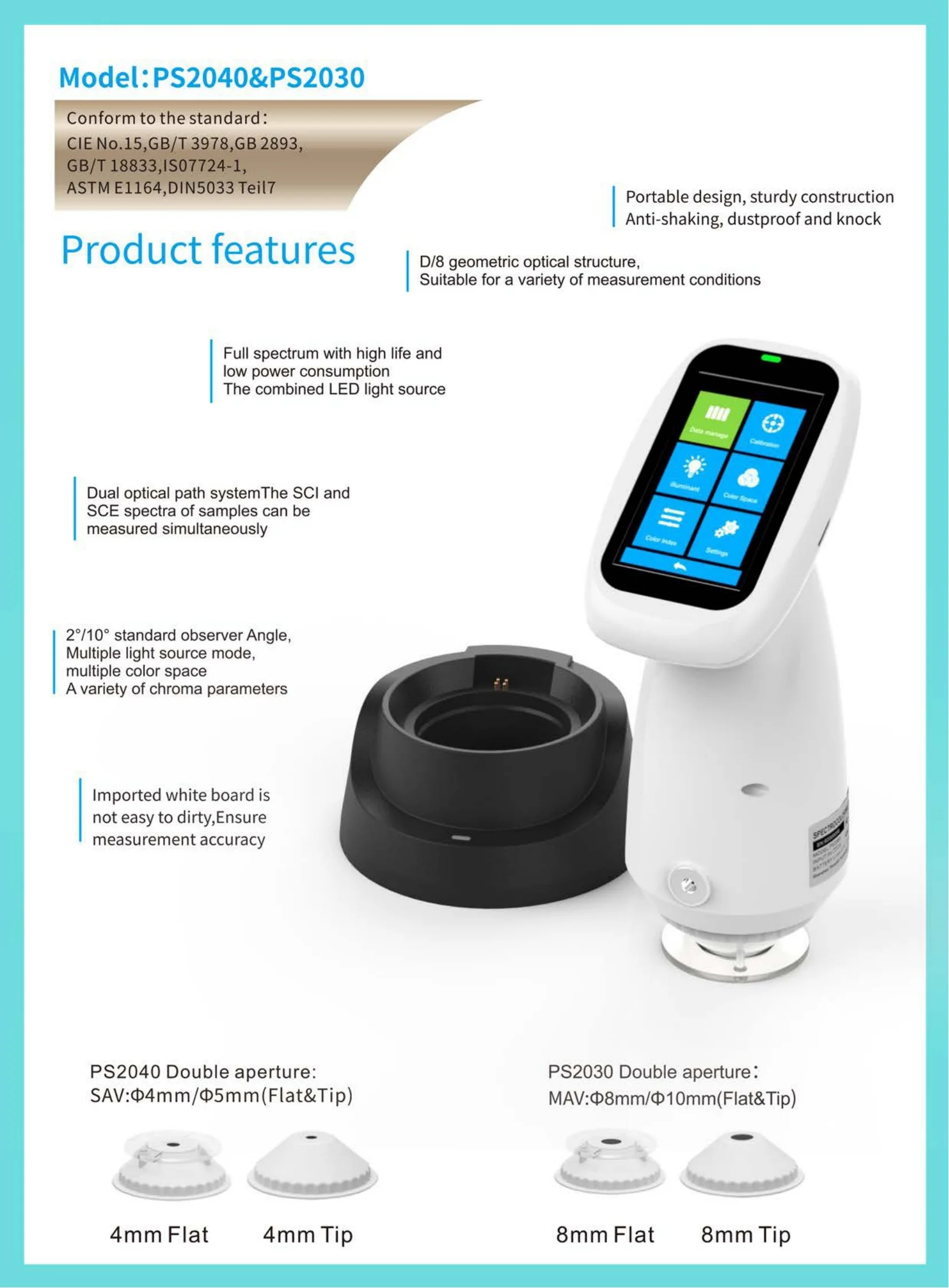 Ps2040 3nh Spectrophotometer Color Measurement Portable Handheld ...