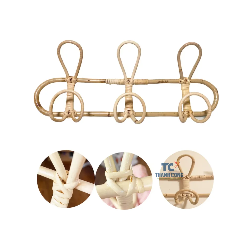 Natural Rattan Wall Shelf Floating Hooking Shelf Decorative Shelves ...