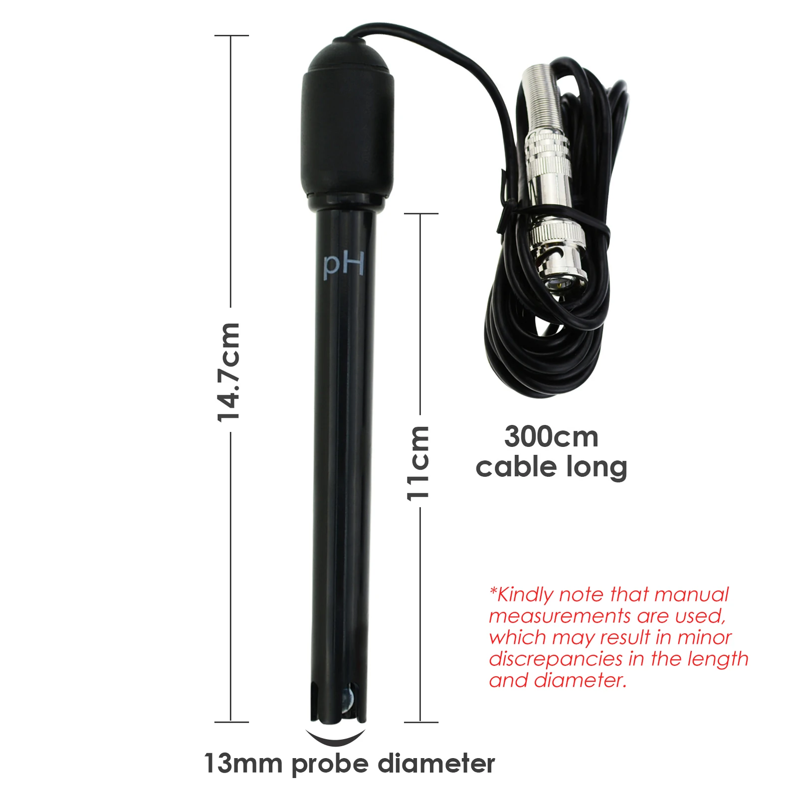 0-14 Ph Electrode Probe with BNC Connector - 300cm Cable