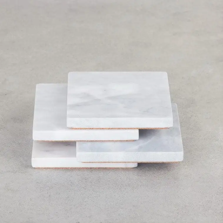 Square Shape Design White Marble Tea Coaster Wholesale Manufacturer New ...