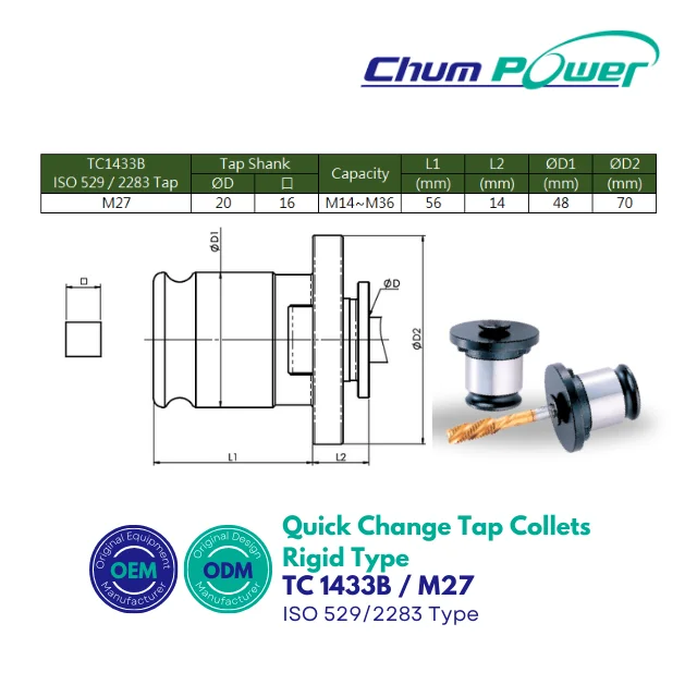 Chumpower Quick Change Tap Chuck Of Iso529/2283 Tc1433b M27 For Tapping ...