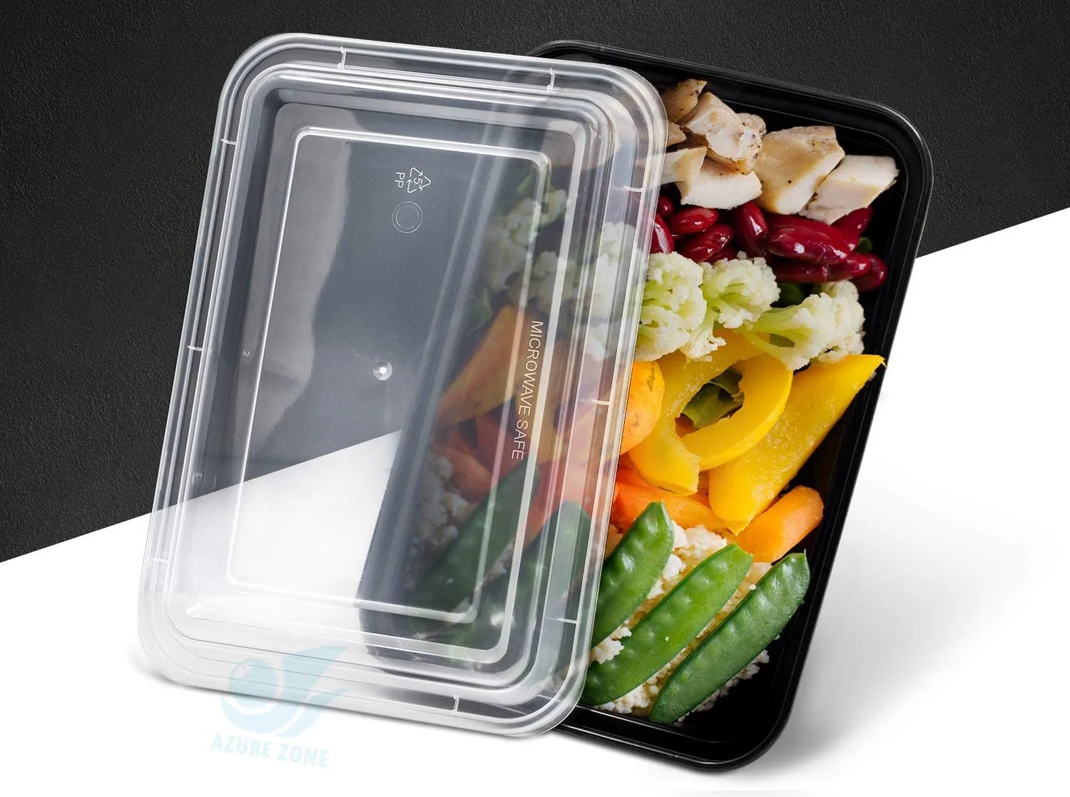 Container 1 Compartment Rectangular Food Box Stackable 38OZ Reusable ...