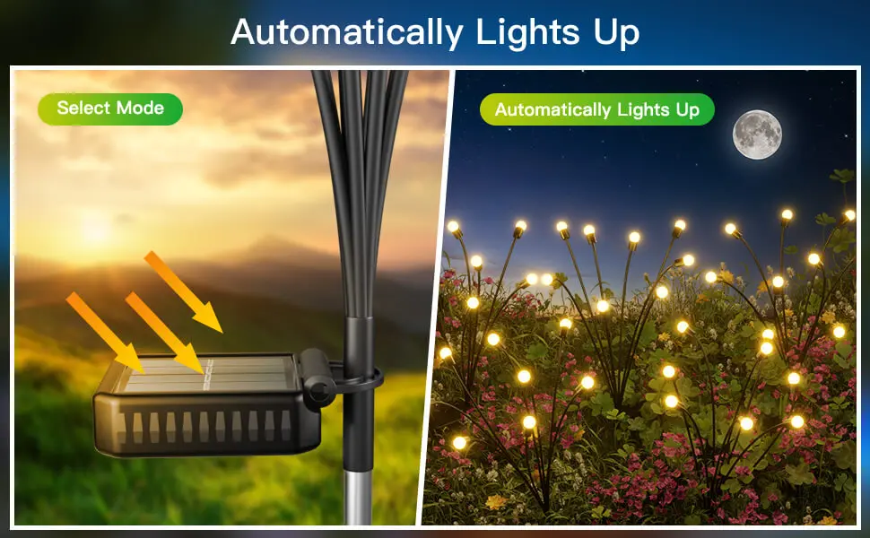 Powered Solar Path Landscape Pathway Firefly Lamp Garden Light ...