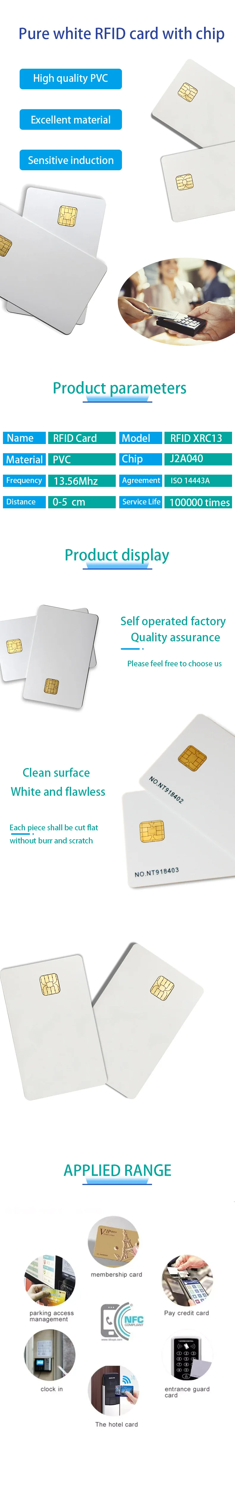 RFID Contact IC Cards 4442 Chip Custom Blank Printable PVC Smart Card ...