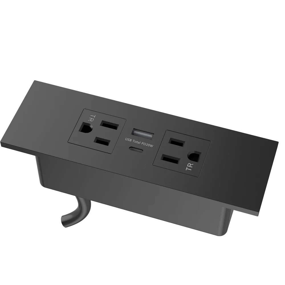 Us Standard Conference Table Recessed Mounted Power Strip With Usb-c ...