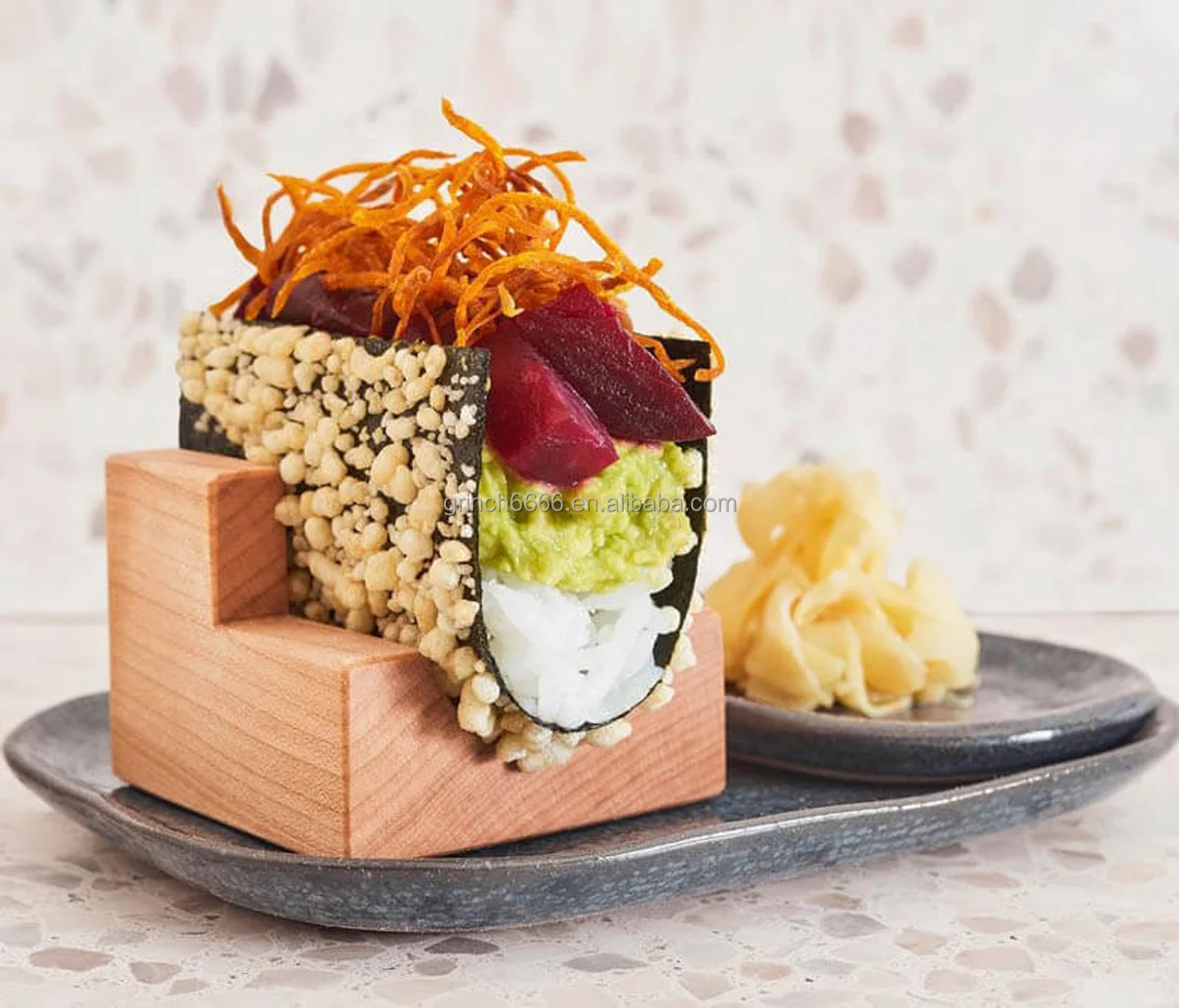 Wooden Temaki Hand Rolled Sushi Holder - Sustainable & Stylish