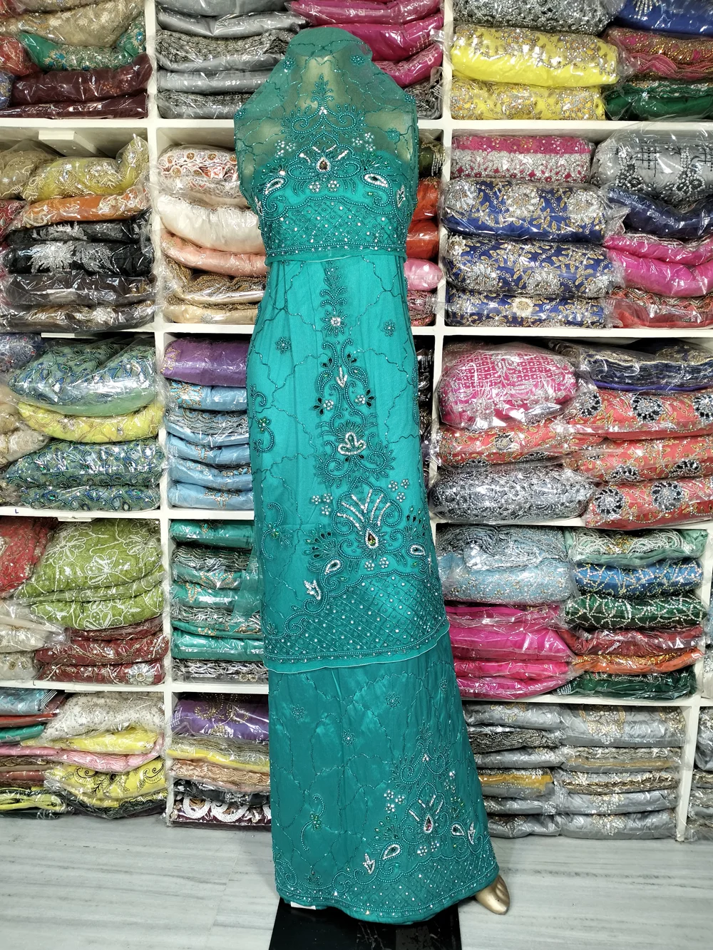 VIP Nigerian Beaded George Raw Silk Wrappers Fabric 2.5 Yards with 2.5 ...