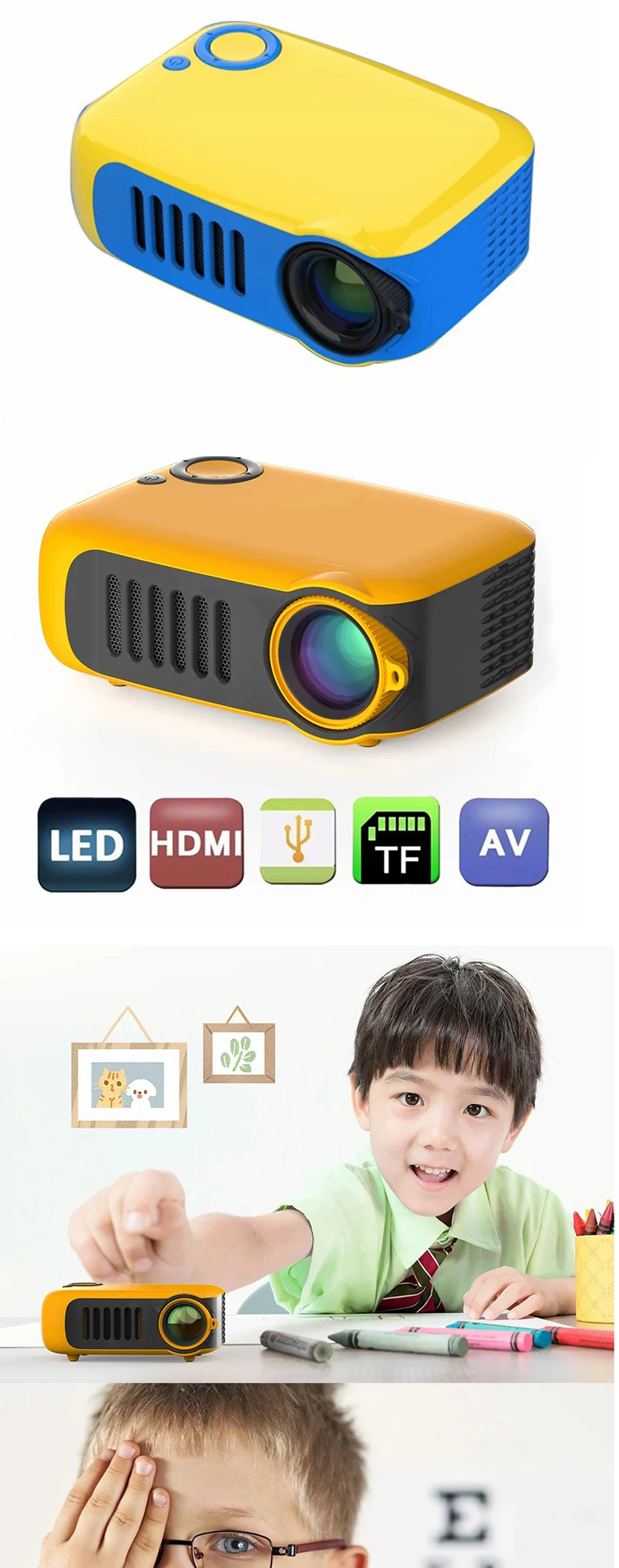Ruiyou Digital Mini Projector A2000 Mini Projector Pocket 1000 Lumens ...