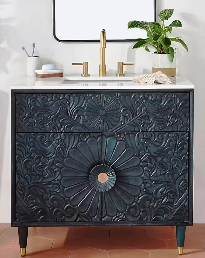 Luxury Living Home Modern Wooden Hand Carved Bathroom & Kitchen Vanity ...