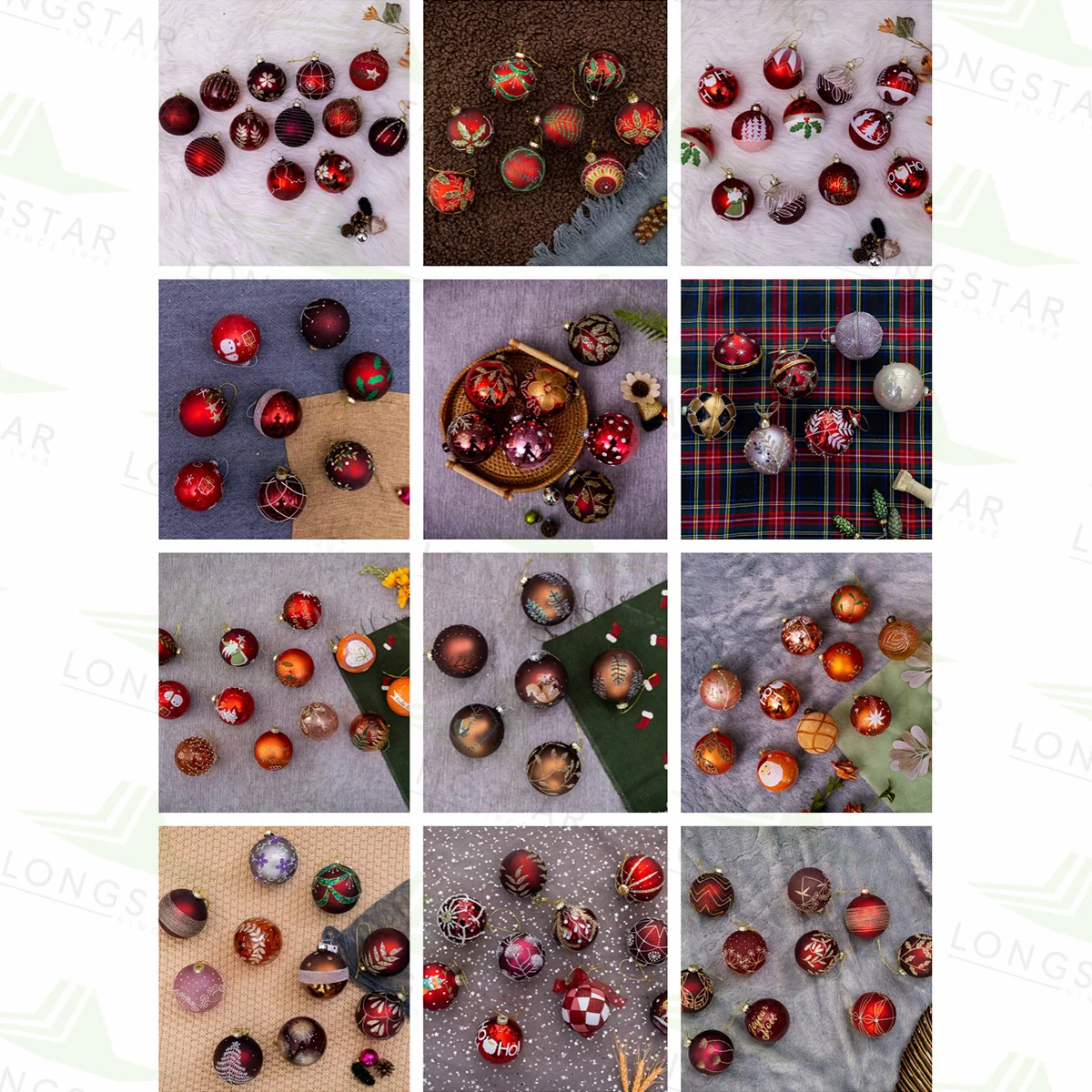 Longstar Sparkling Creations Red Series Glass Bauble Christmas Ball ...