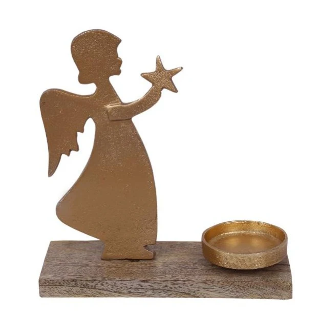 Aluminum Angel With White Finished On Wooden Base Handmade Home & Hotel Christmas Decorative ...