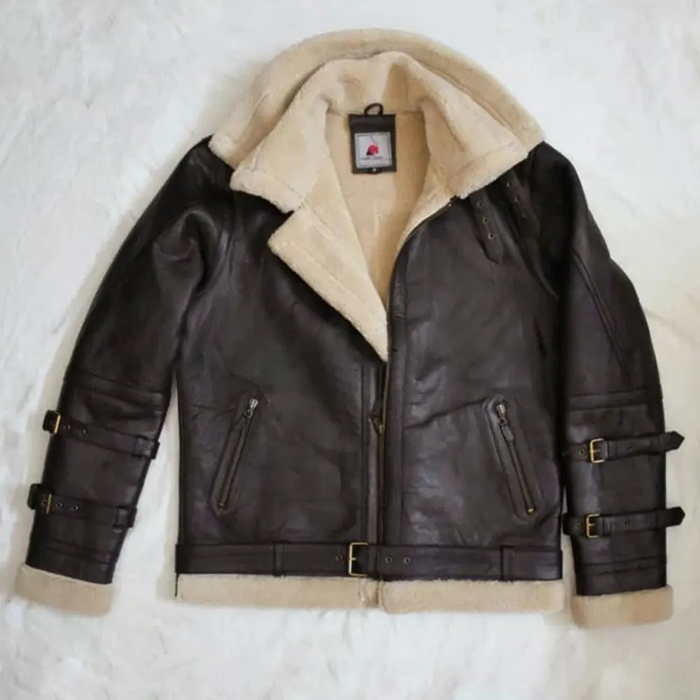 Men Real Leather Sheepskin Raccoon Fox Fur Detachable Hood Winter ...