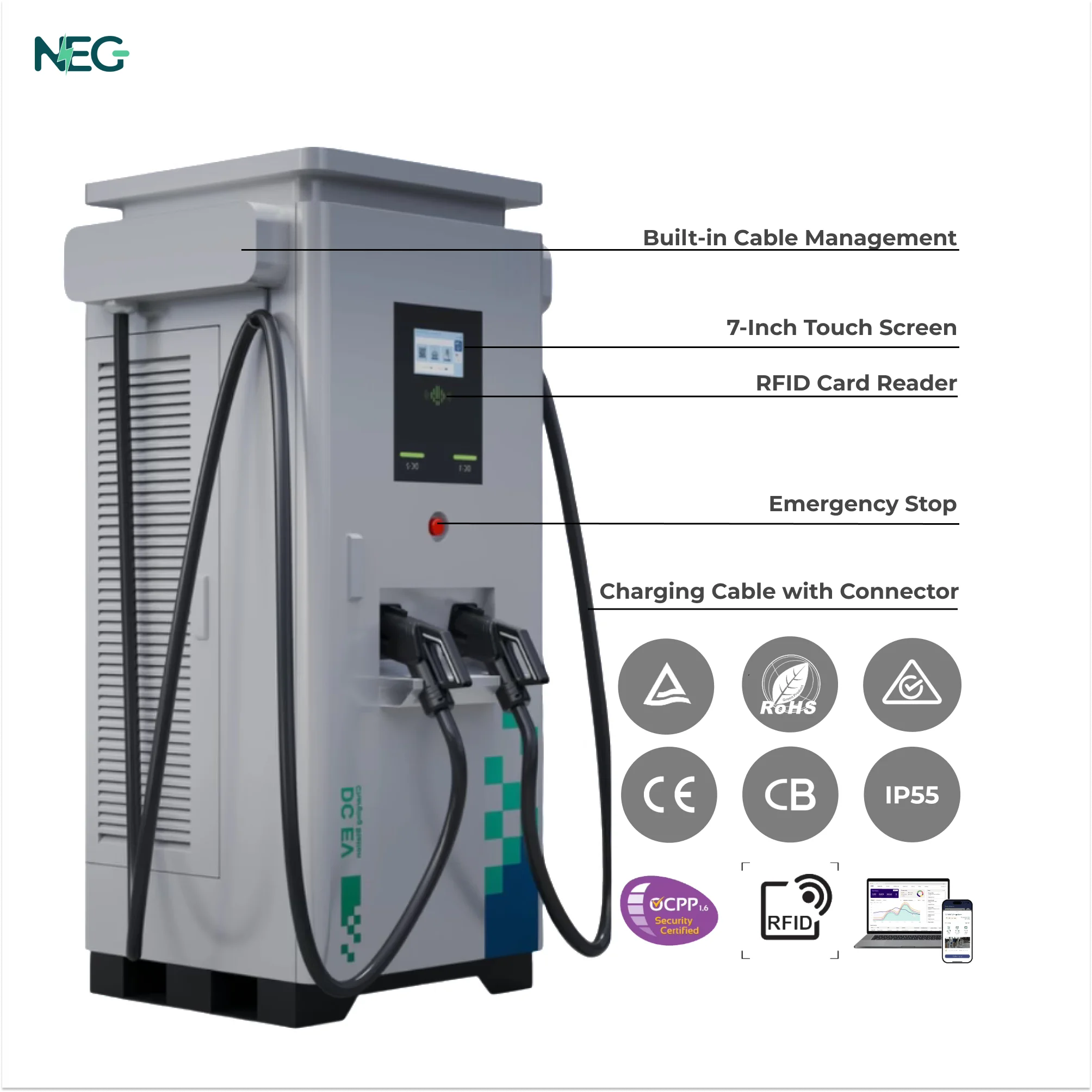 Fast Charging NEG Power EV Charger Intelligent EV Home Floor Mounted ...