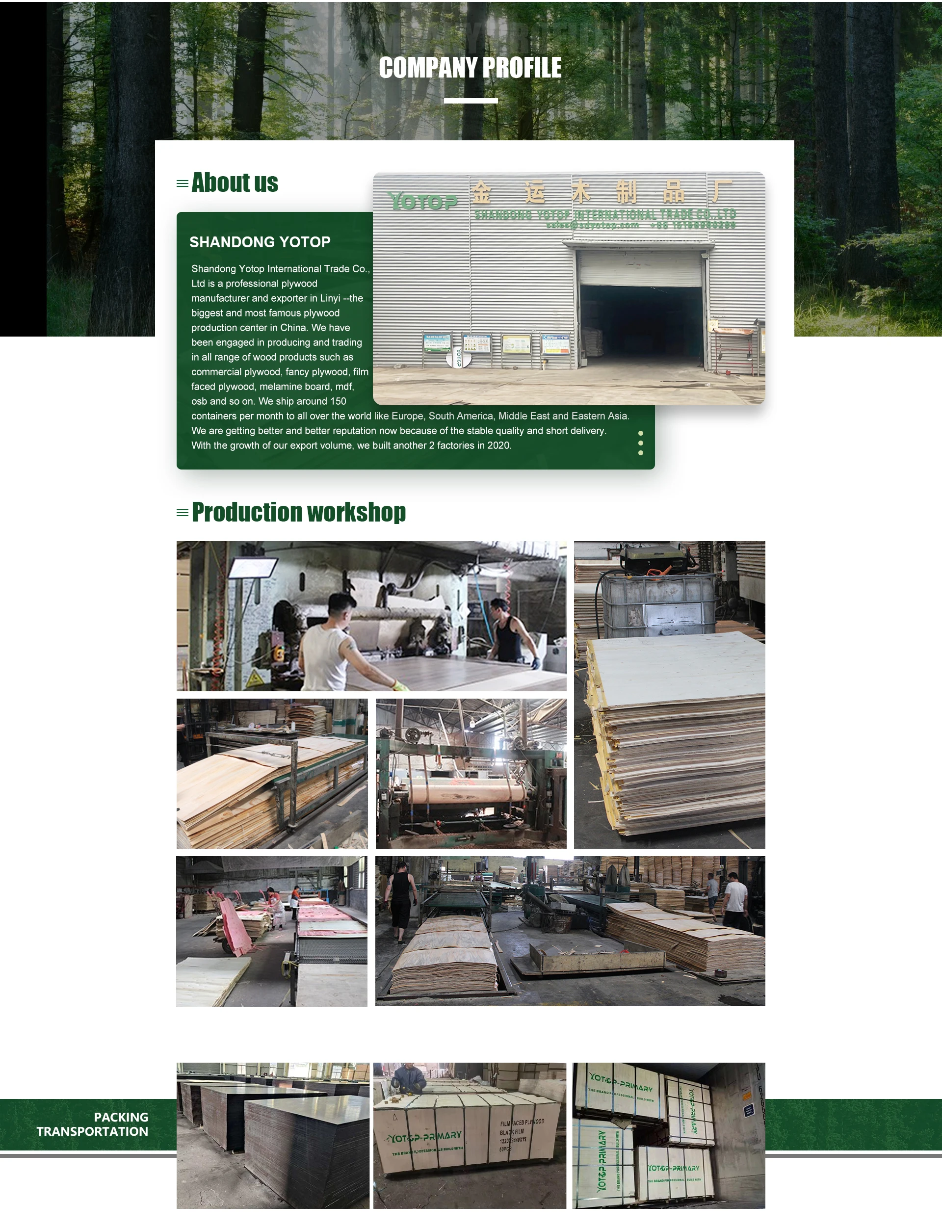 Shandong Yotop International Trade Co., Ltd - plywood, mdf