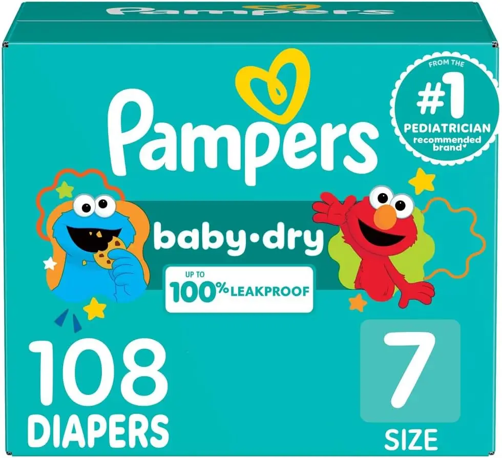 For Pampers Baby Dry Disposable Diaper Size 7 108 Count Absorbent ...