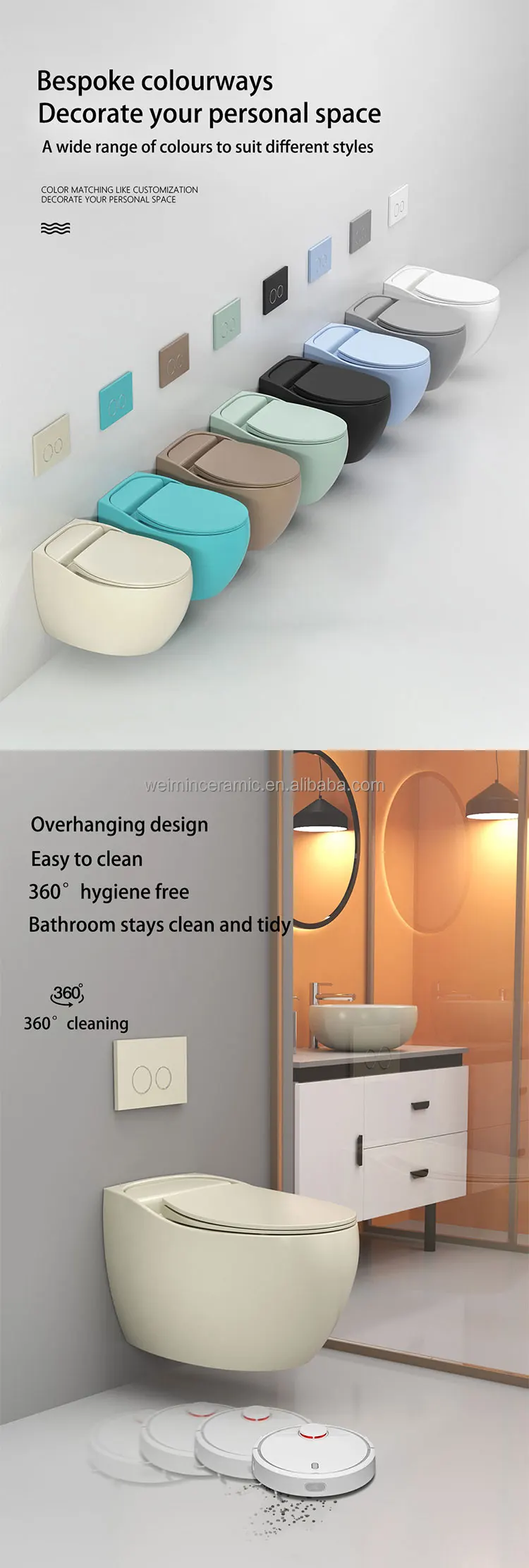 Egg Shaped Matt Colour Hanging Wc Suspendu Bathroom Ceramic Inodoro ...