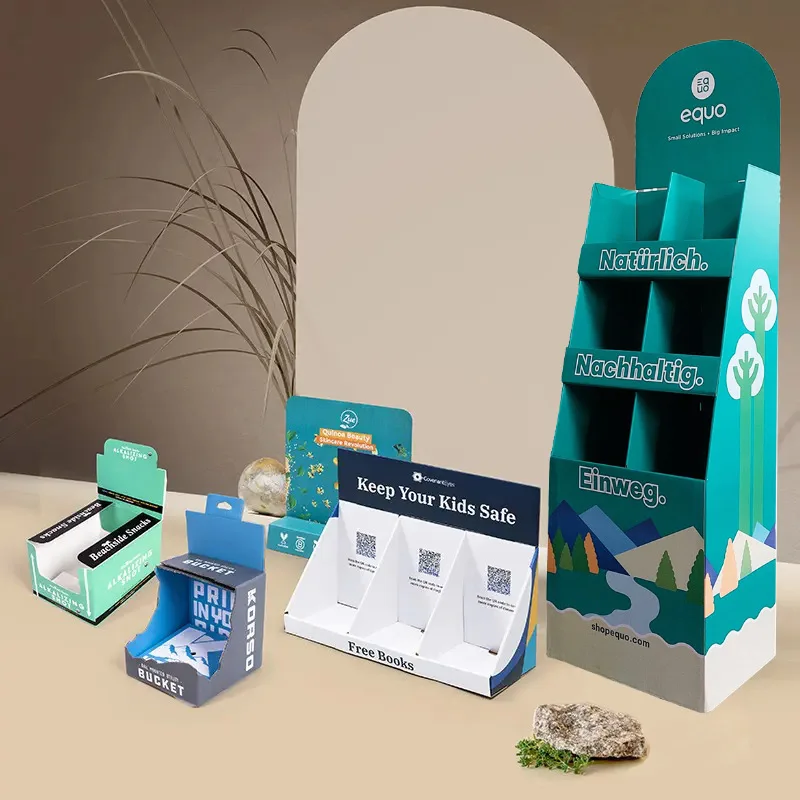 Recycled Cardboard Floor Standing Pen Display Rack with Hooks for ...