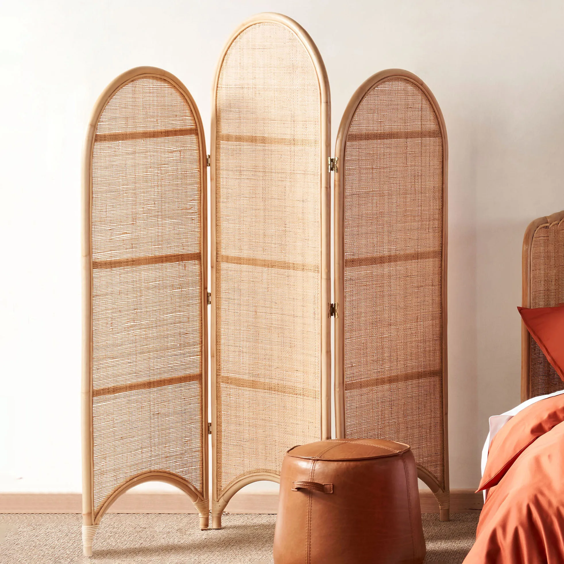 Eco-friendly Movable Rattan Room Dividers for Living Room