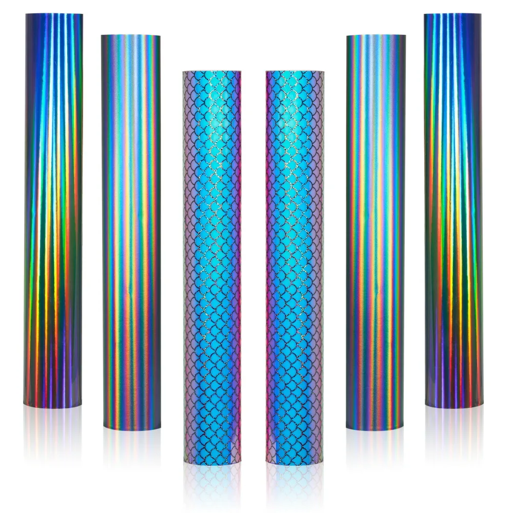 Holographic Adhesive Vinyl Rainbow Fish Scale Pattern PVC Self-Adhesive ...