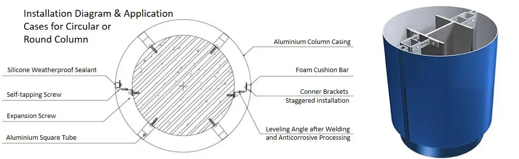Aluminium Column Casing Indoor Outdoor Decoration Aluminium Cladding ...